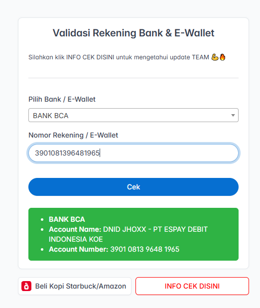 Bank / E-Wallet Account Checker